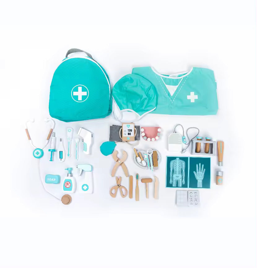 Doctor Play Set for Kids | Wooden Role Play Kit with Costume & Tools