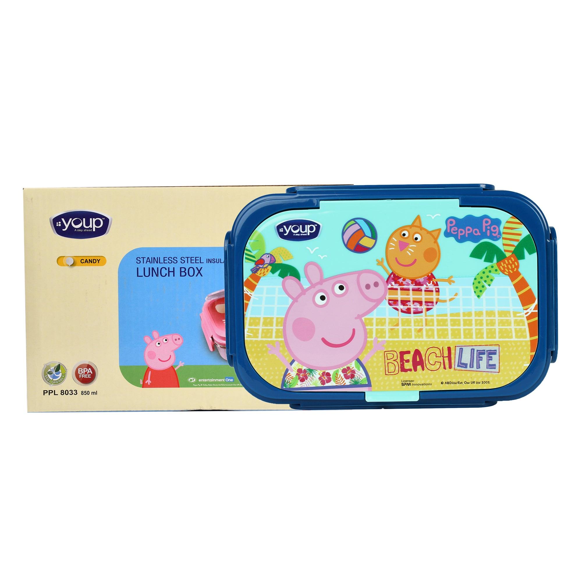 Insulated Kids Peppa Pig Lunch Box with Fork & Spoon CANDY-850 ml