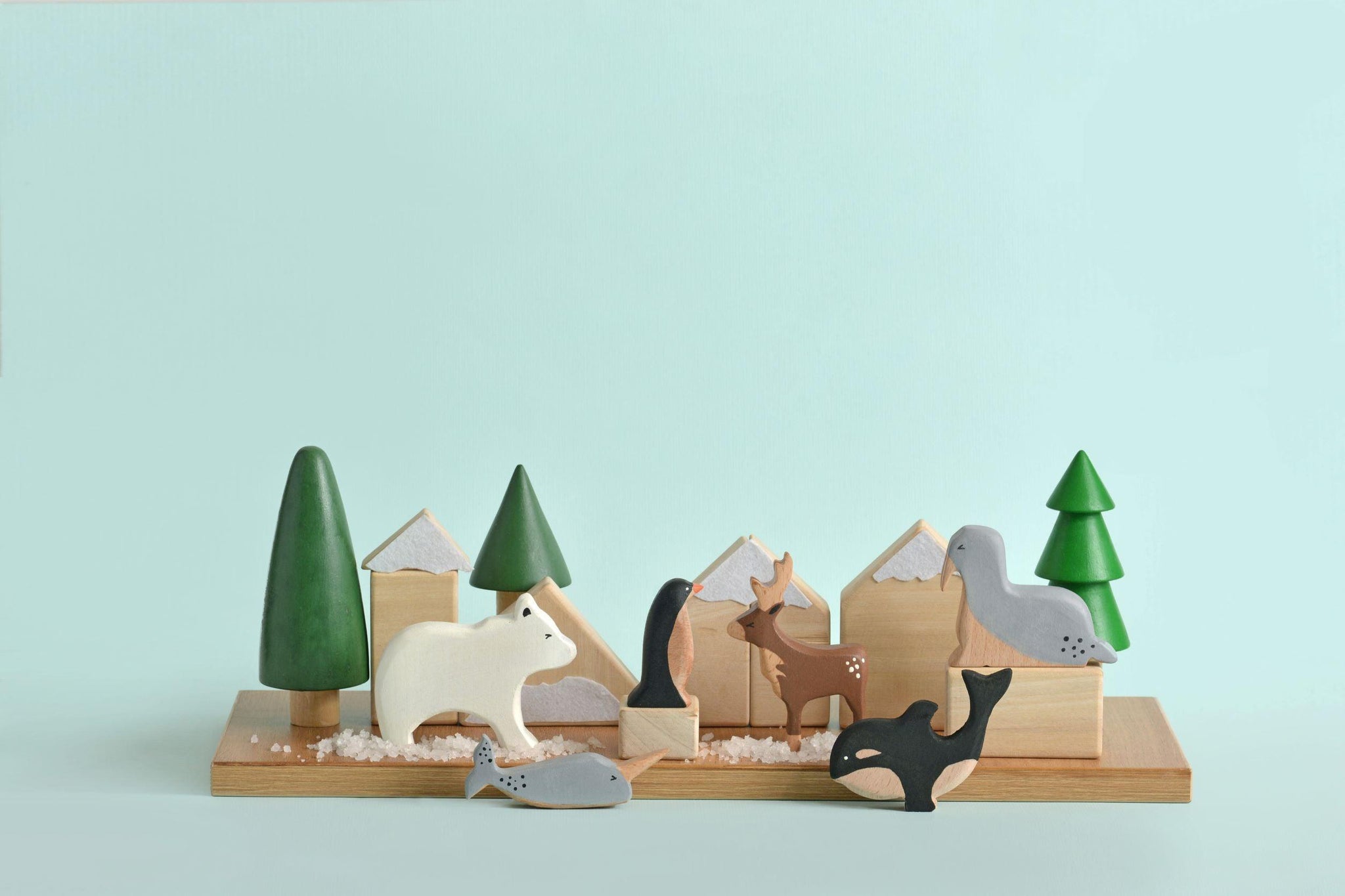 Polar Animal Toys for Kids | Eco-Friendly Wooden Arctic Figures (6 pcs)